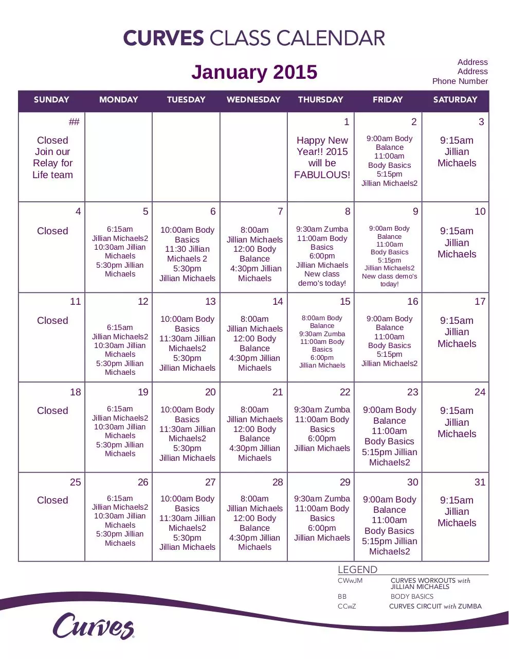 Printable Calendar January 2015