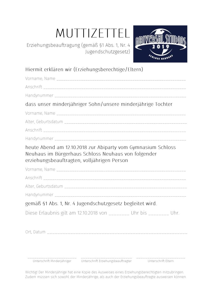 Erziehungsbeauftragung Der Muttizettel Erziehungsbeauftragung Der Muttizettel